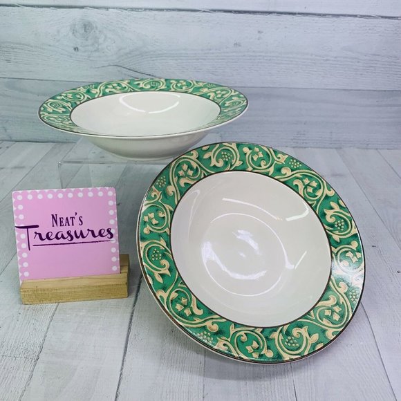 Sango | Dining | Sango Pavillion 4856 Green Tan Scrolls Cream Ceramic ...